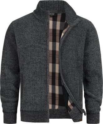 Indicode Herren INFilion Strickjacke mit Stehkragen und Rei&szlig;verschluss | Cardigan f&uuml;r M&auml;nner Black Mix, XXL