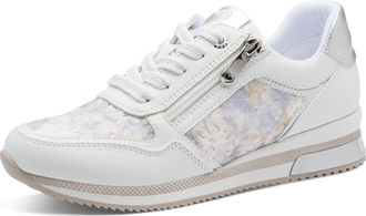 Marco Tozzi Marco Tozzi Damen Sneaker weiches Feel Me Wechselfu&szlig;bett Leder weiches Innenfutter Vegan Modern, wei&szlig; (White/Blue FLO), 37 EU
