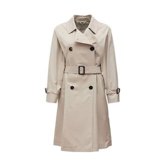 Max Mara Femme, Manteaux, Beige, Taille: 40 FR Trench-coat en twill hydrofuge ceintur&eacute;