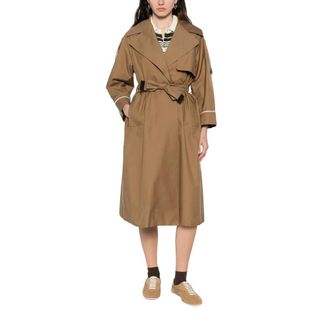 Max Mara Femme, Manteaux, Brun, Taille: 36 FR Trench-coat surdimensionn&eacute; en twill hydrofuge