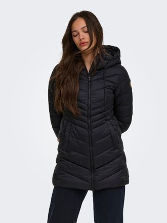 Only Steppjacke ONLY ONLMIMI COAT CC OTW, Damen, Gr. XL, schwarz, Steppware, Obermaterial: 100% Nylon, unifarben, Po-bedeckend, Jacken Steppjacke, Kunstfas