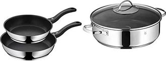 WMF Devil Pfannenset 2-teilig, Bratpfanne 28 cm + 24 cm, Pfanne Induktion, Cromargan Edelstahl beschichtet & Schmorpfanne 28cm Induktion, Schmortopf mit D