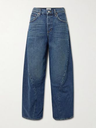A Gold E Twist Hoch Sitzende Jeans Mit Weitem Bein Aus Bio-denim - Blau