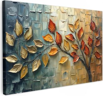 MuchoWow © Bilder Klein 30x20 cm Mini Wohnzimmer Deko Modern Wandbild Kunstdruck auf Leinwand Bild Schlafzimmer über Bett Room Decor Geschenke Kunst - Laub - B