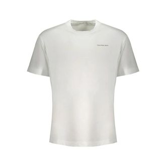 Calvin Klein Homme, Tops, Blanc, Taille: XL T-shirt Blanc en Coton avec Logo