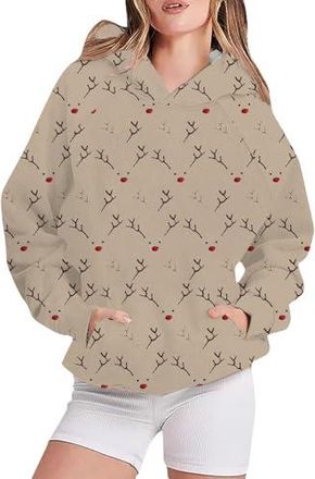 Generic Sweat à capuche de Noël pour femme, chemisier pour femme, motif bonbon de Noël, bonhomme de neige, vêtements de sport décontractés et tendance pour en