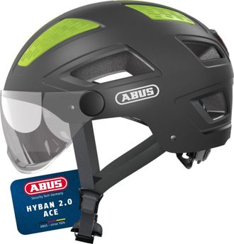 ABUS Stadthelm Hyban 2.0 ACE - Fahrradhelm mit Visier, Licht und ABS-Hartschale - f&uuml;r Damen und Herren - Grau (titan), Gr&ouml;&szlig;e M
