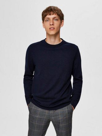 Selected Rundhalspullover SLHBERG CREW NECK NOOS Baumwolle, regular fit