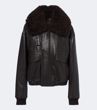 Christophe Lemaire Veste blouson en cuir et shearling