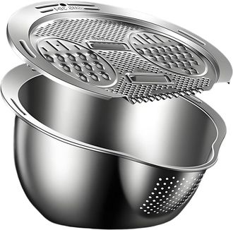 Generic Colador De Malla Fina Con Base De Reposo - Apto Para Lavavajillas | Y Colador De Arroz | Cuenco De Acero Inoxidable Para Lavar Arroz Con Pelador | Acc