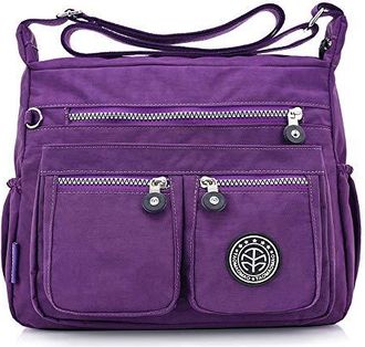 Generic Sac &agrave; bandouli&egrave;re en nylon pour femme, couleur unie, sac &agrave; bandouli&egrave;re en toile, violet, Taille unique