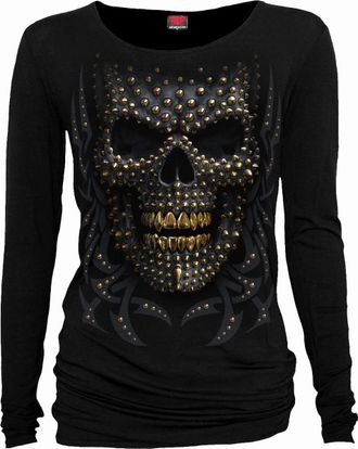 Spiral Black Gold Frauen Langarmshirt schwarz S 95% Viskose, 5% Elasthan Gothic, Rockwear, Romantik