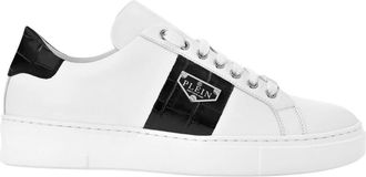 Philipp Plein unisex, Chaussures, Blanc, Taille: 35 EU Baskets basses en cuir nappa Triangle