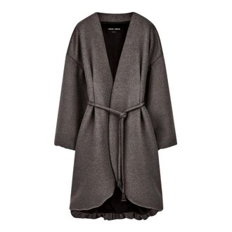 Giorgio Armani Femme, Manteaux, Gris, Taille: 38 FR Belted Manteaux