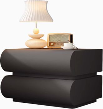 Generic Nachttisch Mit 2 Schubladen - Nachttisch Aus Holz Mit Lederoberfläche, Keine Montage Erforderlich (17,7 Zoll, Hellgrau)(Dark Gray,50cm/19.6in)