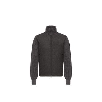 Moncler Moncler Cardigan Zipp&eacute; Matelass&eacute; En Laine Et Cachemire M&eacute;lang&eacute;s, Homme, Gris, Taille: 3xl