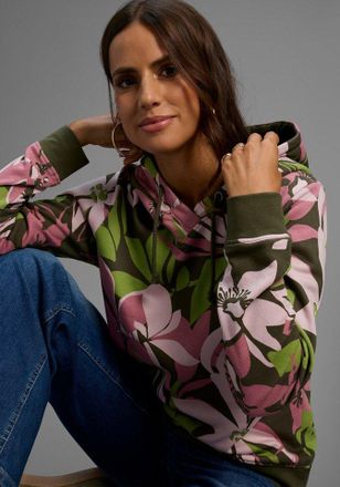 Laura Scott Sweater Pflegeleichte Baumwollmischung mit Kapuze und Blumendruck