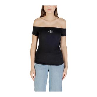 Calvin Klein Jeans Bootshals Kurzarm-Top - - Tops - Damen - Schwarzk - S