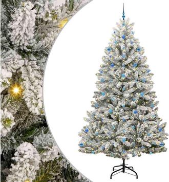 vidaXL K&uuml;nstlicher Weihnachtsbaum Gr&uuml;n und Wei&szlig; 270 cm PVC und Metall vidaXL