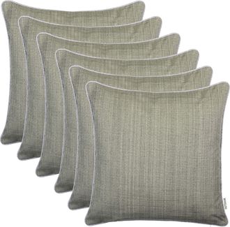 Brandsseller 6er Set Outdoor Kissen 45x45 cm - Wetterfeste Zierkissen mit Paspel in Leinenoptik - Wasserabweisende Gartenkissen & Dekokissen für draußen - Sofakiss