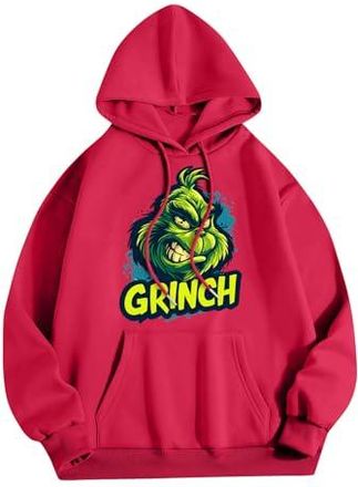 Generic Le Grinch Sweat Femme A Capuche Pulls Christmas Vetement Oversize Costume Pull Pyjama Vêtements Deguisement 2025 Sweatshirts Hiver Adulte Pilou Noel F