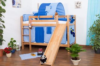 Steiner Shopping Möbel Kinderbett Etagenbett Jonas Buche Vollholz natur massiv mit Rutsche inkl. Rollrost - 90 x 200 cm, teilbar, Aktionsversion
