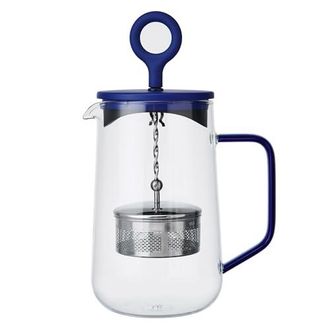 La Cafetière Gyro Spinfuser Teekanne, blau, für 4 Tassen, Glas, für losen und Kräuter-Tee, mit feinmaschigem Edelstahl-Filtersieb, hitzebeständiges Borosilikatglas