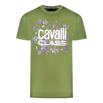 Cavalli Skalen-Design-Logo grünes T-Shirt