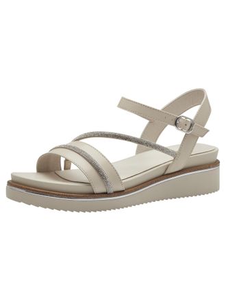 Tamaris Damen Plateau Sandalen Leder Sommer; IVORY/beige; 41 EU