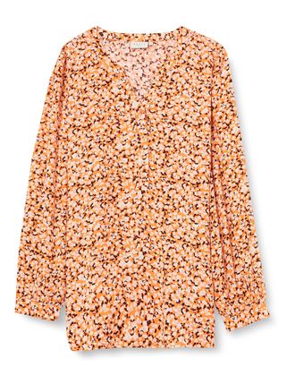 Kaffe Curve Langarm-Bluse KCsonna 48, Vermiliion/Lupine Flower 48