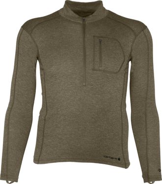 Carhartt Work in Progress Force Midweight Herren-Unterhemd aus synthetischer Wollmischung, Viertelrei&szlig;verschluss, Tasche, Oliv (Burnt Olive), meliert, XL