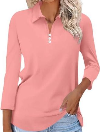 Generic Polo uni à manches longues pour femme - À manches longues - Col à revers - UPF 50+ - Séchage rapide - Léger et respirant - Pour le sport, le golf, le 