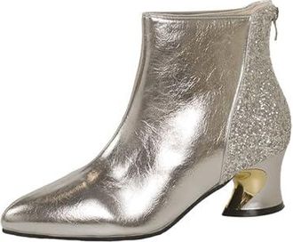 Generic Bottines d&eacute;contract&eacute;es &agrave; talon bas et &eacute;pais pour femme - &Eacute;l&eacute;gantes et confortables - Bout pointu - Fermeture &eacute;clair dans le dos - &Eacute;l&eacute;gantes et confort