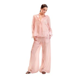Cynthia Rowley Salina Sheer Pant - - Trousers - Damen - Rosa - L
