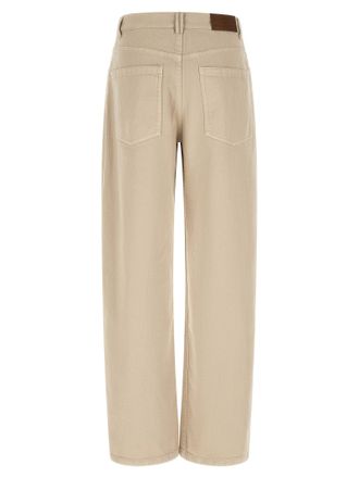 Brunello Cucinelli Garment-Dyed Cotton Canvas Jeans - Beige
