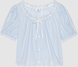Frame Denim Top The Serene Powder Blue Multi