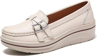 Generic Mocassins confortables à bout rond pour femme - Chaussures décontractées et légères pour la marche, le travail, beige, 40.5 EU