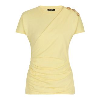Balmain Femme, Tops, Jaune, Taille: 38 FR T-shirt drap&eacute; avec boutons