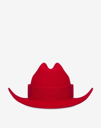 Moschino Chapeau en feutre de laine - Rouge