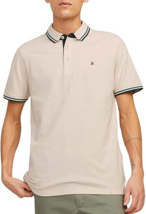 Jack & Jones Polo Slim fit Homme JJEPAULOS uni Chemise été col Polo Manche Courte Coton piqué Basique, Couleurs:Beige-3, Size:XS