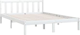 vidaXL Bois de Pin Massif Cadre de Lit Sommier &agrave; Lattes Lit Adulte Cadre &agrave; Lattes sur Pied Chambre &agrave; Coucher Int&eacute;rieur Blanc 120x190cm UK Petit Double