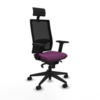 Piqueras y Crespo Einstellbarer Stuhl mit 2D-Armlehnen, h&ouml;henverstellbarer Lendenwirbelst&uuml;tze und festem Kopfteil, ausgestattet mit Sincro 5 Positionen und injiziertem 