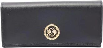 Loewe Portefeuille long bifold Anagram en cuir pr&eacute;-poss&eacute;d&eacute; - Femme - Pre-owned - Noir - Taille: ONE Size