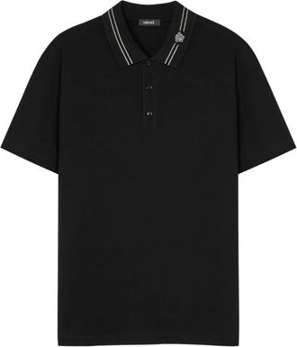 Versace Homme, Tops, Noir, Taille: 3XL Front Button Placket Polo
