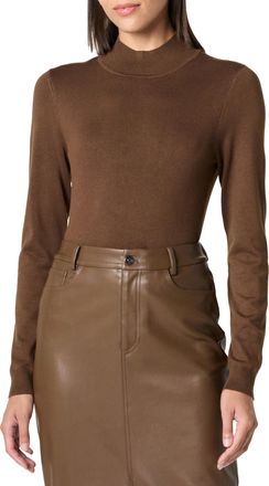 The Drop Maura Long Sleeve Mock Neck Sweater Pullover, Kaffeebohnen, XXL