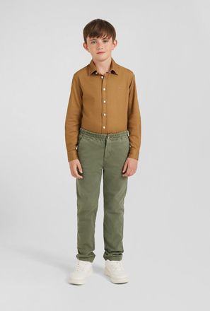 Eden Park Pantalon Chino En Coton Stretch Camel Coupe Regular Mauvaise Couleur Photo