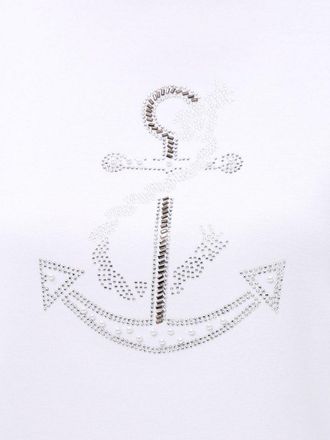 Passioni T-Shirt in wei&szlig; mit einem Anker Motiv Wei&szlig;es T-Shirt mit einem Anker aus Glitzersteinen