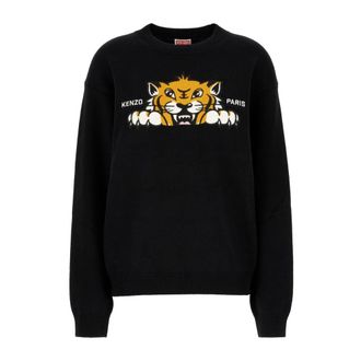 Kenzo Happy Tiger Embroidered Jumper - - Knitwear - Herren - Schwarzk - S