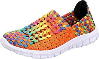 ICEGREY Basket de Mode Femme élastique Chaussures de Course Pantoufles Tissées Multicolore-orange 39 EU