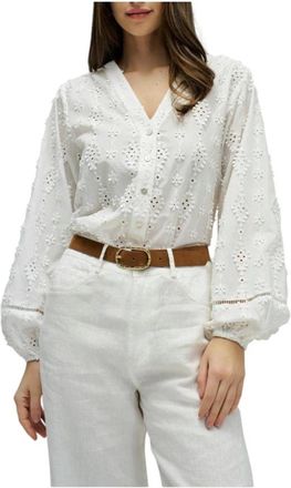 Salsa Femme, Blouses et Chemises, Blanc, Taille: 42 FR Broderie Anglaise Blouse